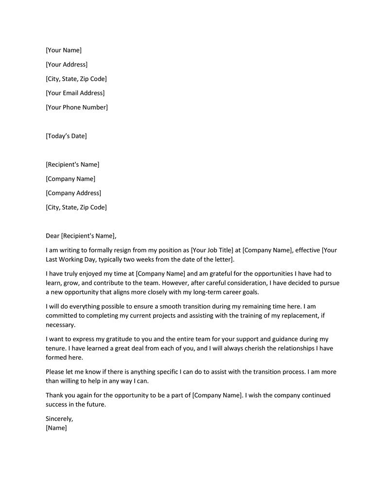 Resignation Letter Samples (By Reason Or Job Role)