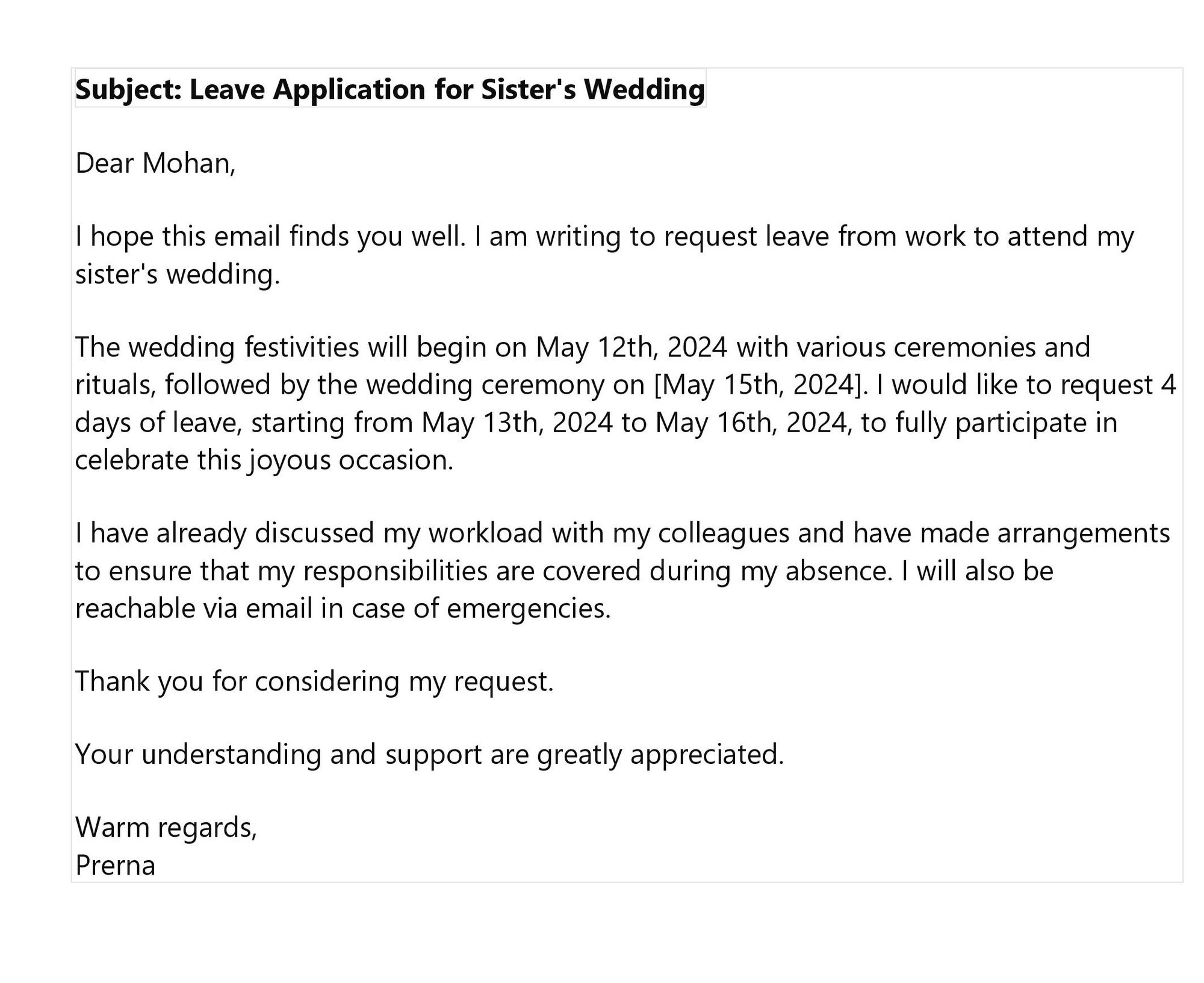 Marriage Leave Application for Office: Templates, & Samples