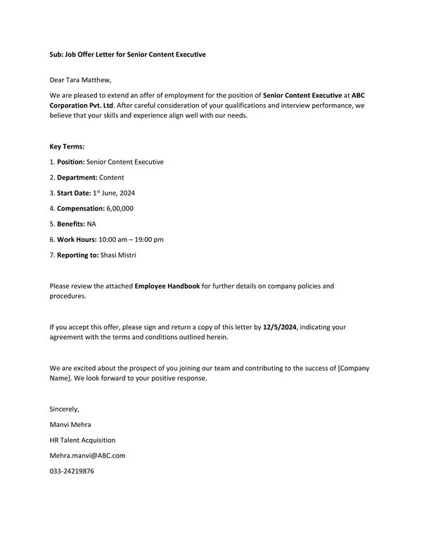 Job Offer Letter Templates, Format and Tips (2025)