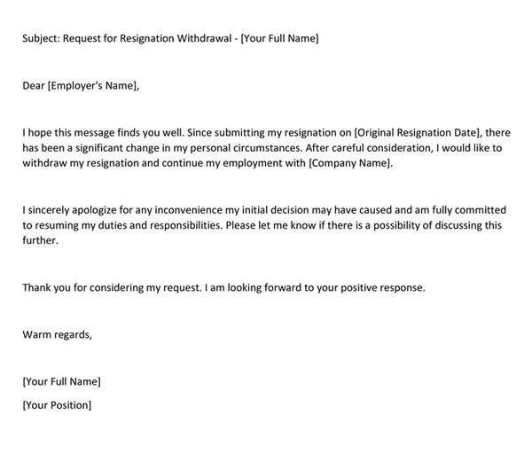 How to Write a Resignation Withdrawal Letter
