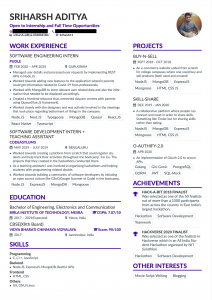 Resume for Software Engineer Freshers - CV Format, Samples