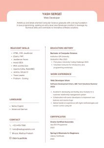 Resume For Java Developer Fresher - How to Write, Example