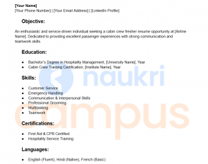 How to Create Cabin Crew CV & Resume for Freshers - Expert Guide
