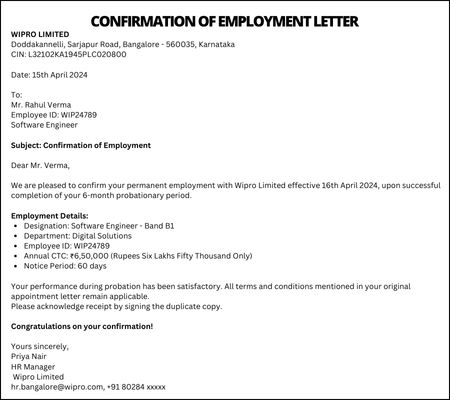 Confirmation Wording Examples